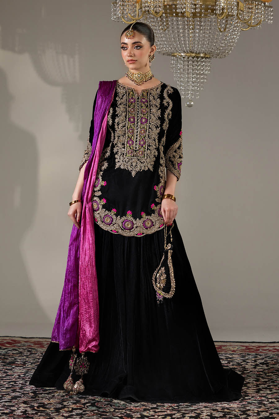 Luxury Organza & Charmeuse Silk Outfit with Kora Dabka 3D Handwork ...