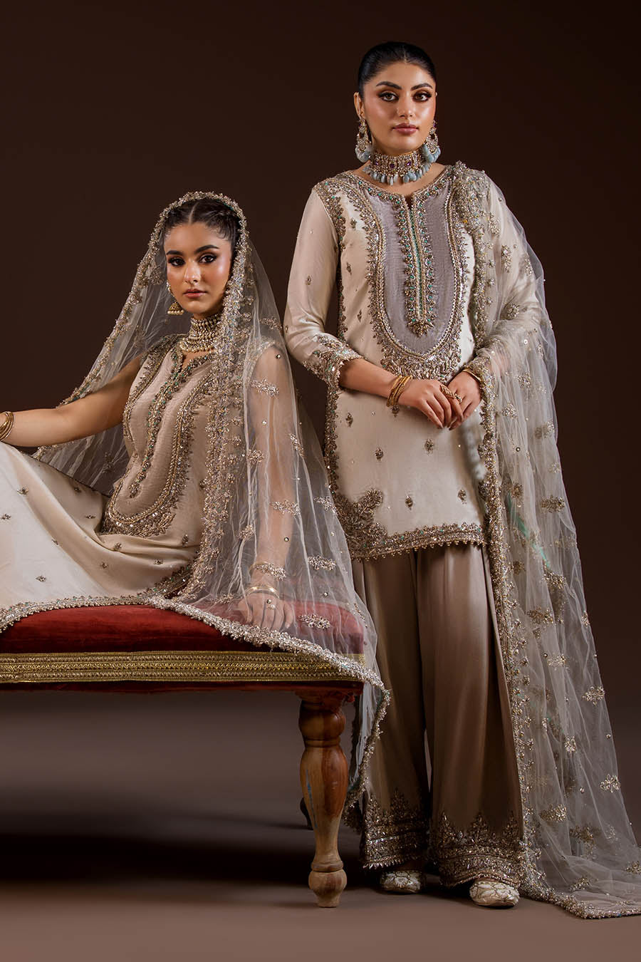 Pure Glass Silk Dress with Zardozi Work | Khuda Baksh by Rashid Sidhu